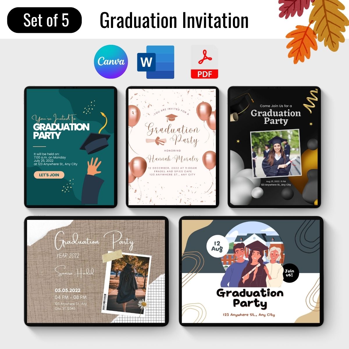 Graduation Invitation Template Blank Printable PDF, Word