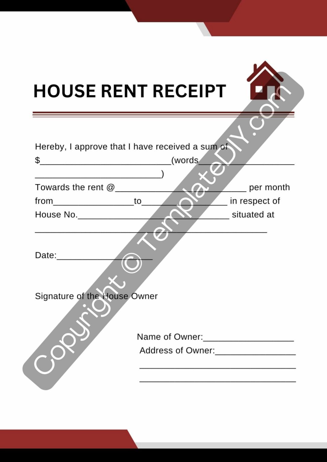House Receipt Template Blank Printable In PDF, Excel, Word