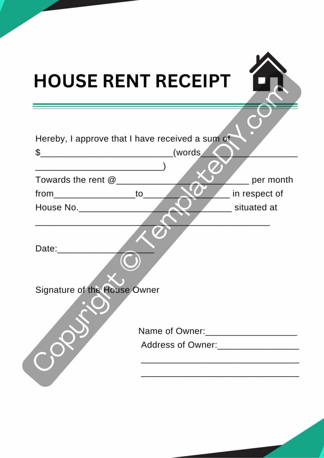 House Receipt Template Blank Printable In PDF, Excel, Word