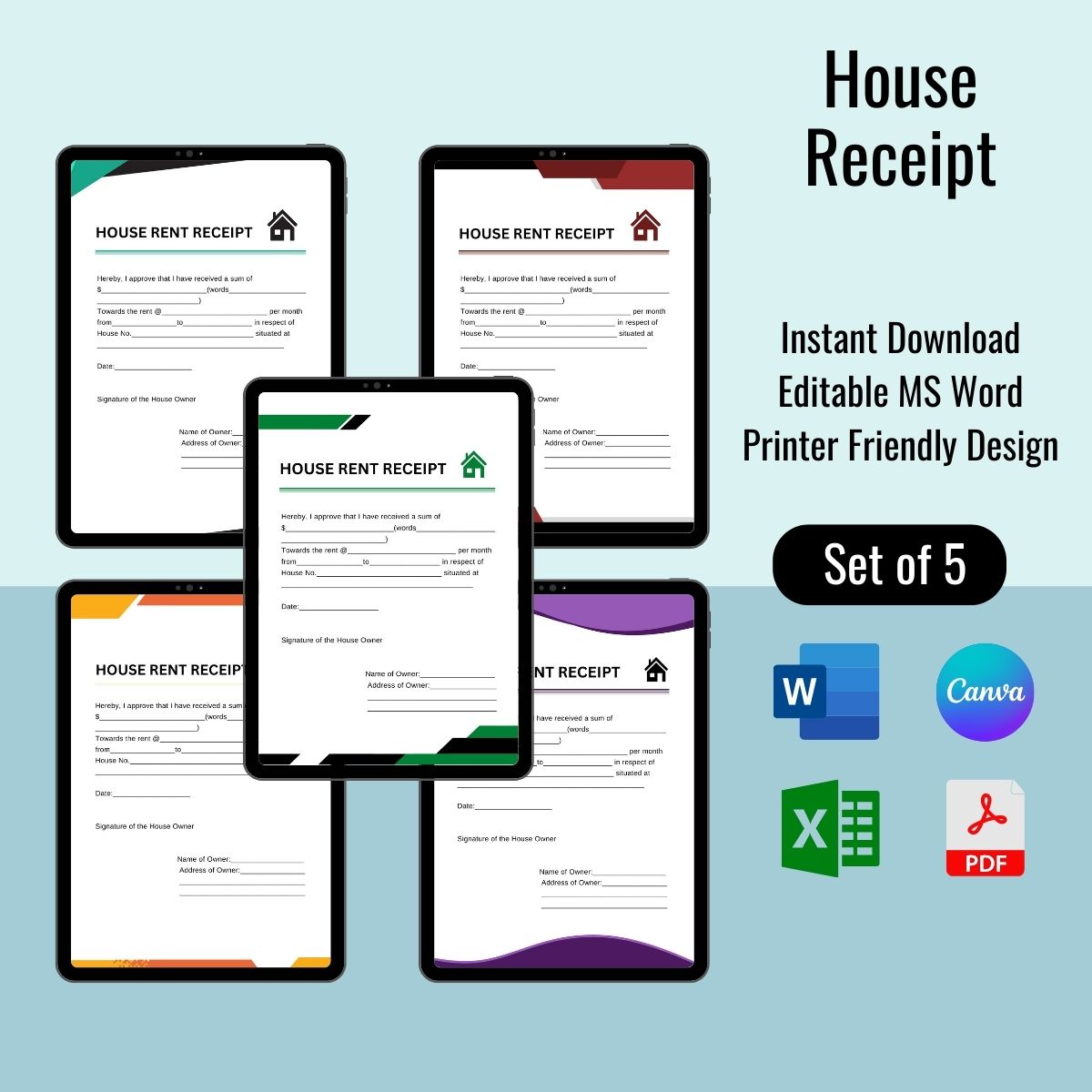 House Receipt Template Blank Printable In PDF, Excel, Word