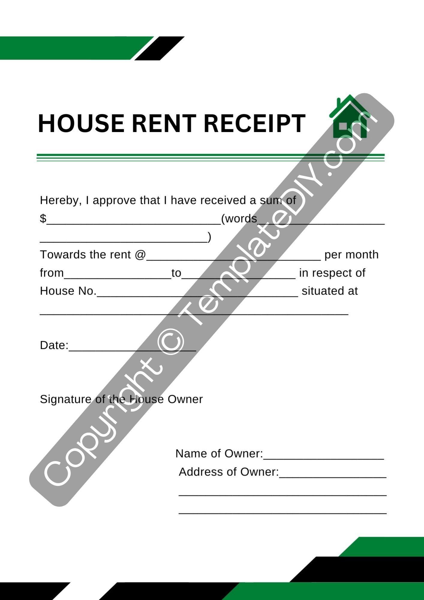 House Receipt Template Blank Printable In Pdf, Excel & Word