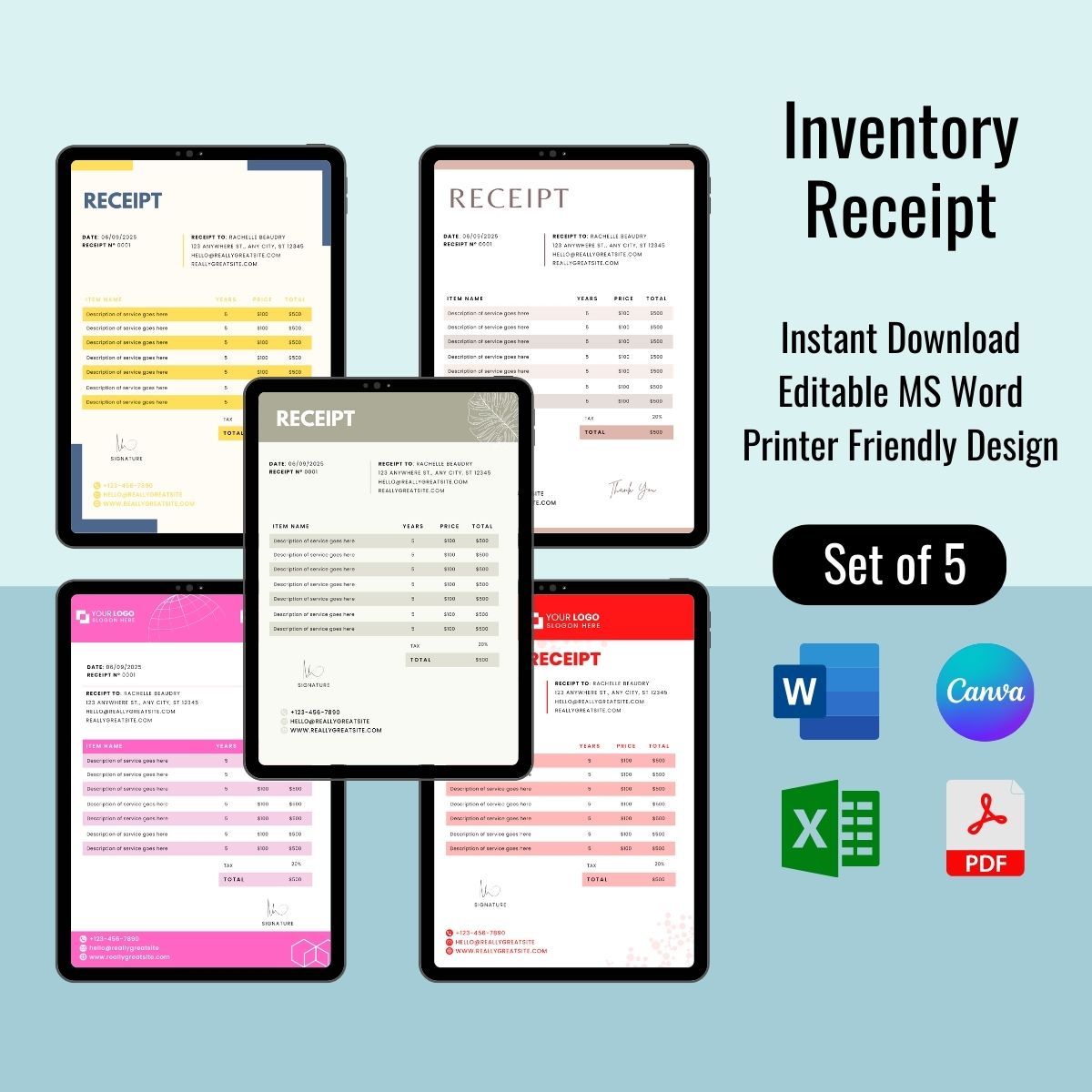 Inventory Receipt Template Printable in PDF, Excel, Word