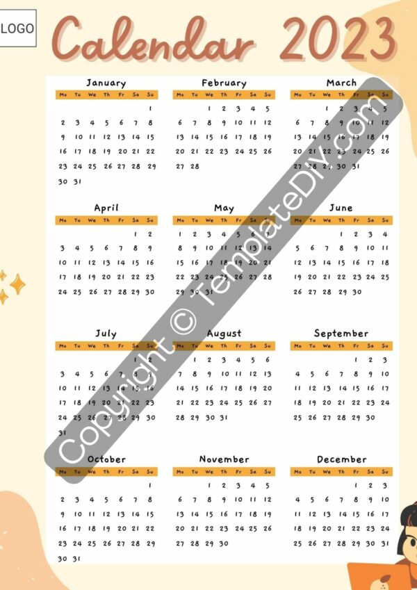 Kids 2023 Calendar Printable Template in Pdf, Excel & Word