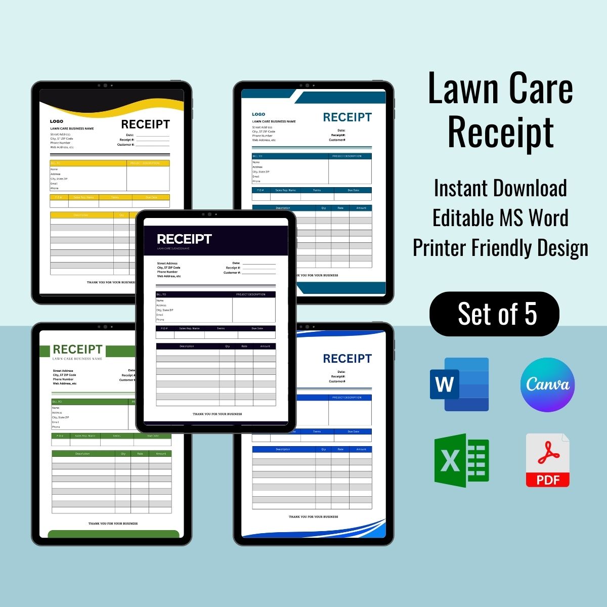 Lawn Care Receipt Template Blank Printable Pdf, Word, Excel