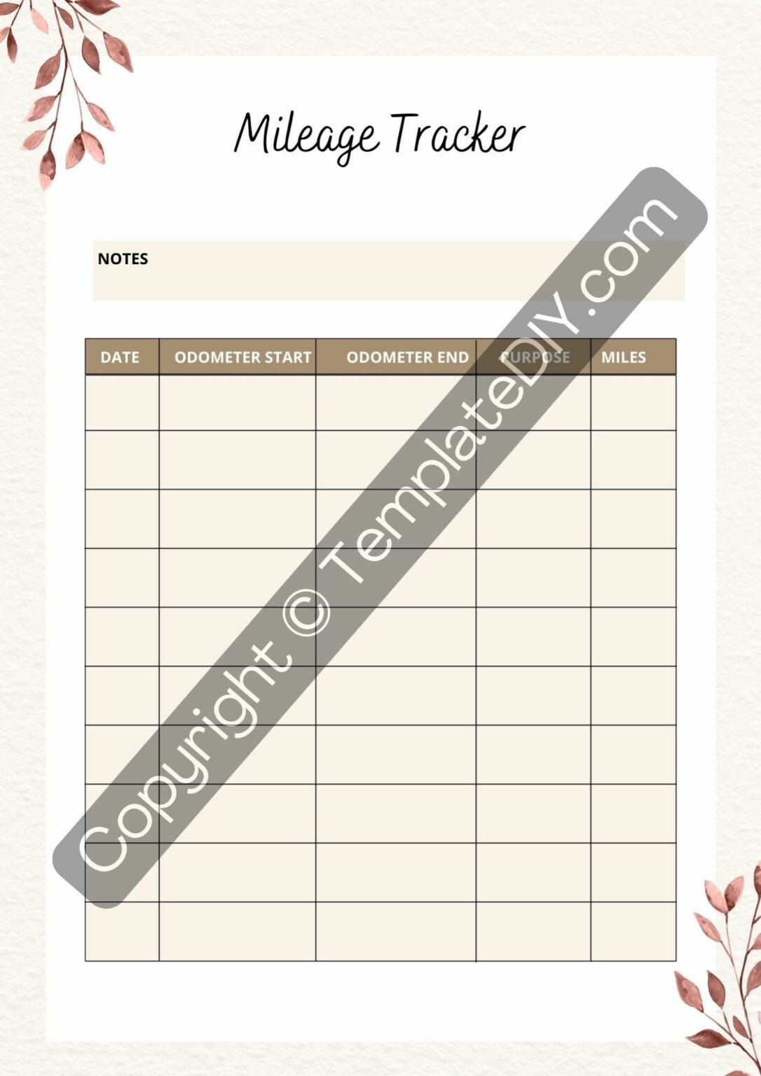 Mileage Tracker Template Blank Printable PDF, Word, Excel