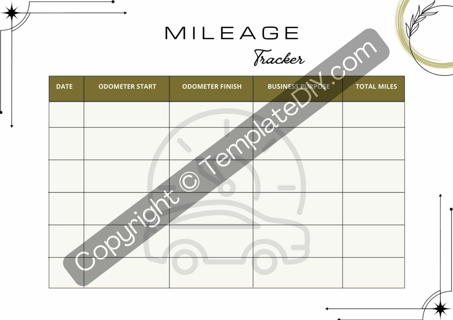 Mileage Tracker Template Blank Printable PDF, Word, Excel