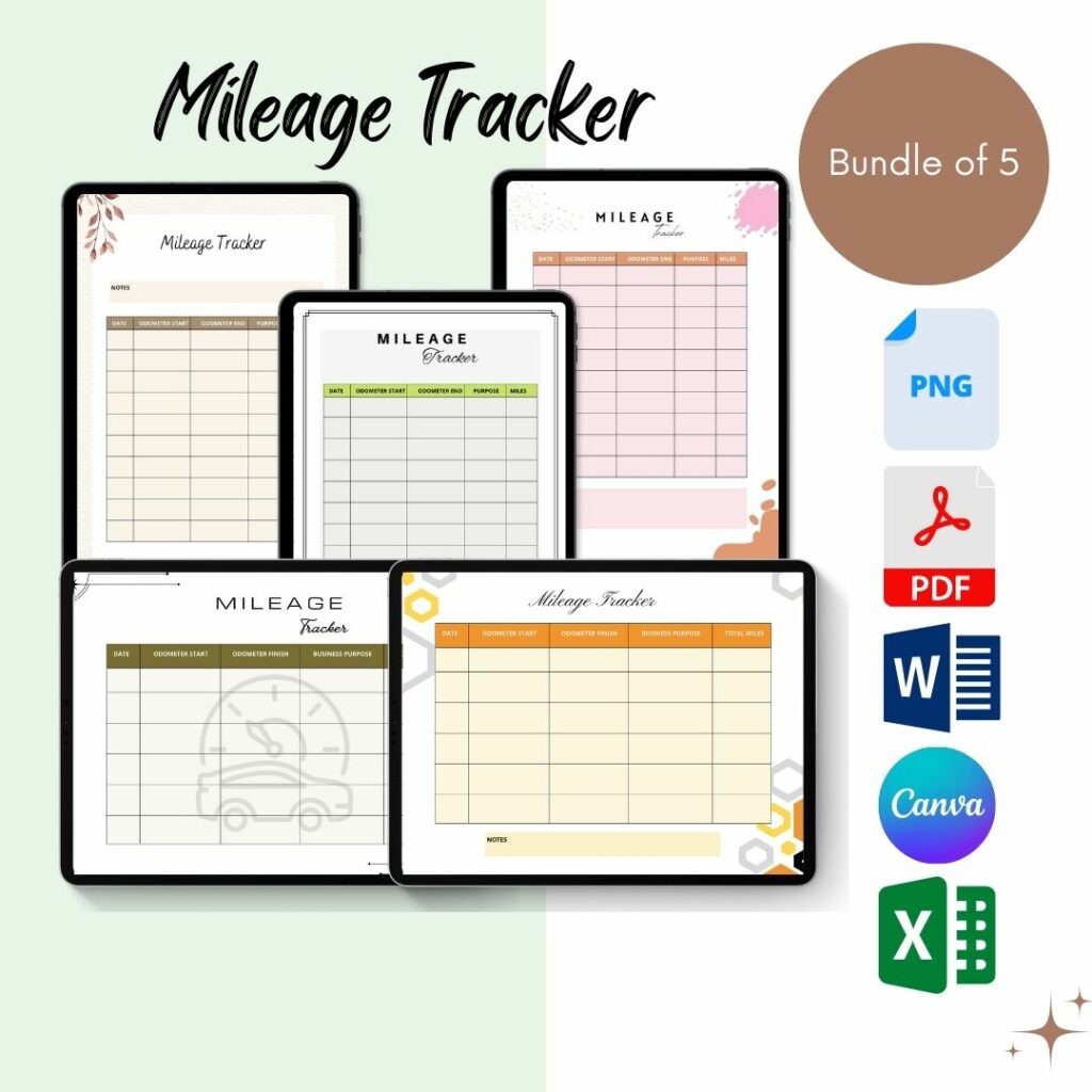 Mileage Tracker Template Blank Printable PDF, Word, Excel