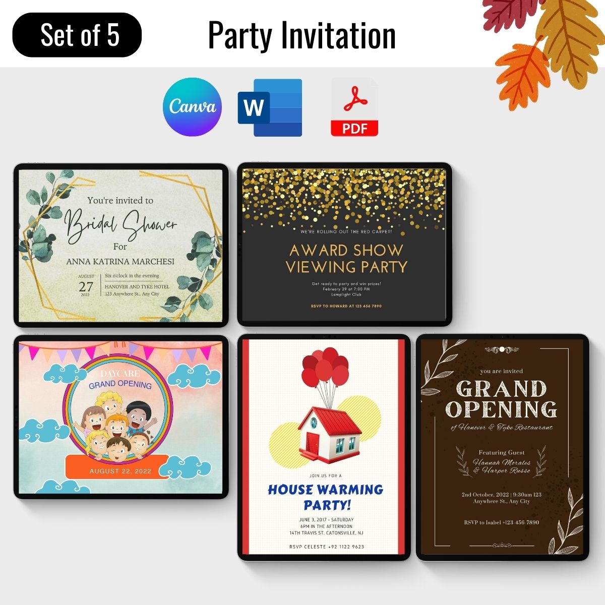 Party Invitation Template Blank Printable PDF, Word
