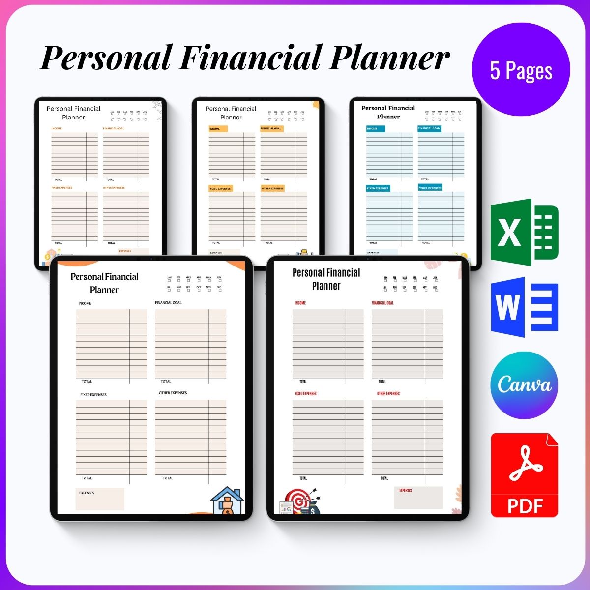 Personal Financial Planner Template Pdf, Word, Excel