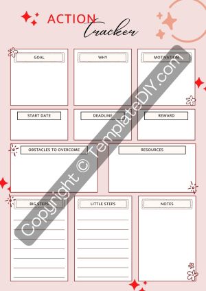 Action Tracker Template Blank Printable PDF, Word, Excel