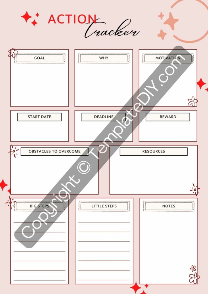 Action Tracker Template Blank Printable PDF, Word, Excel