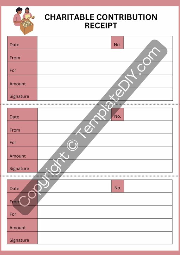 Charitable Contributions Receipt Template PDF, Excel, Word