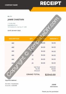 Clothing Receipt Template Blank Printable PDF, Excel, Word