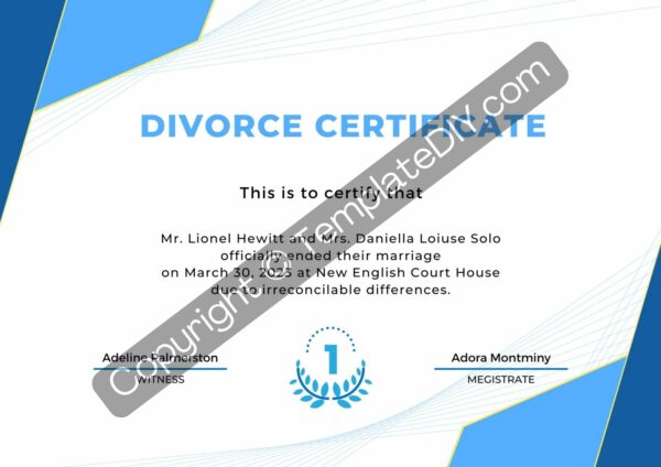 Divorce Certificate Template Blank Printable [Pdf, Word]