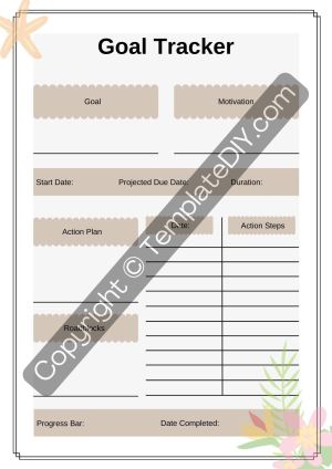 Goal Tracker Template Blank Printable PDF, Word, Excel