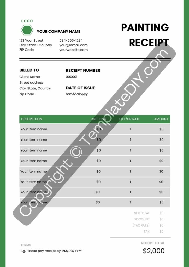 Grocery Store Receipt Template Printable PDF, Excel, Word