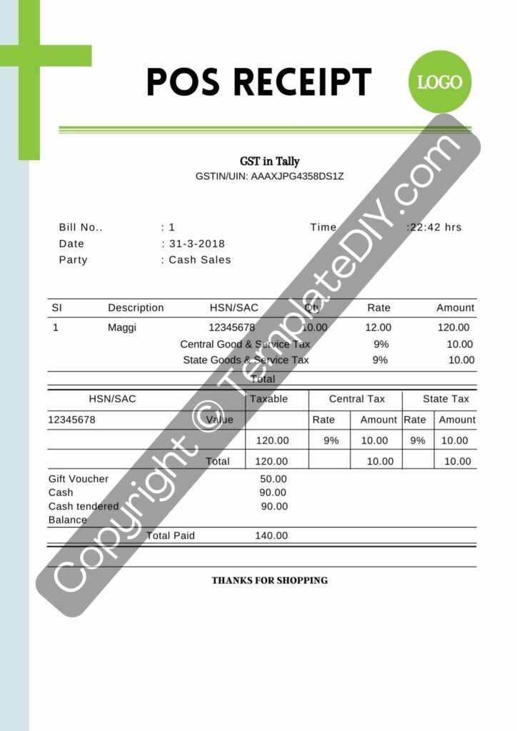 POS Receipt Template Blank Printable In PDF, Excel, Word