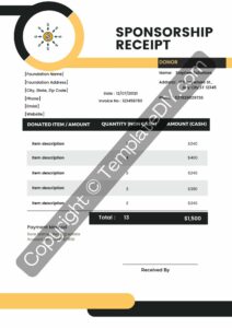 Sponsorship Receipt Template Printable PDF, Excel, Word