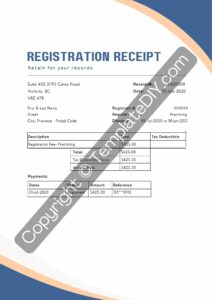 Registration Receipt Template Printable Pdf, Excel, Word