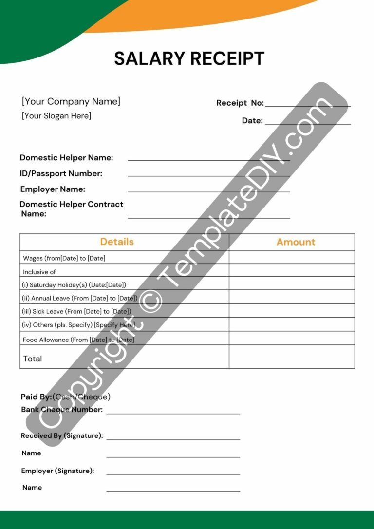 Salary Receipt Template – Printable & Editable PDF, Word, Excel
