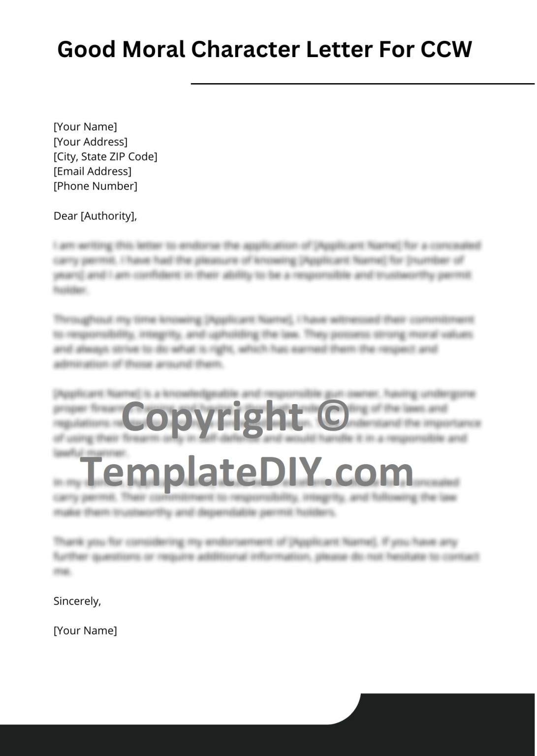 Concealed Carry Permit Good Moral Character Letter | Download Now