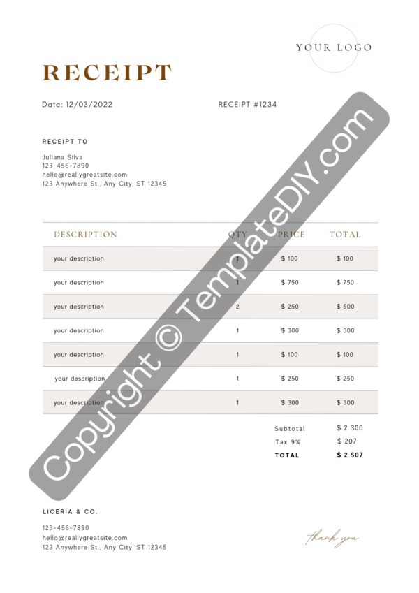 Tax Receipt Template Blank Printable Pdf Excel Word 1936