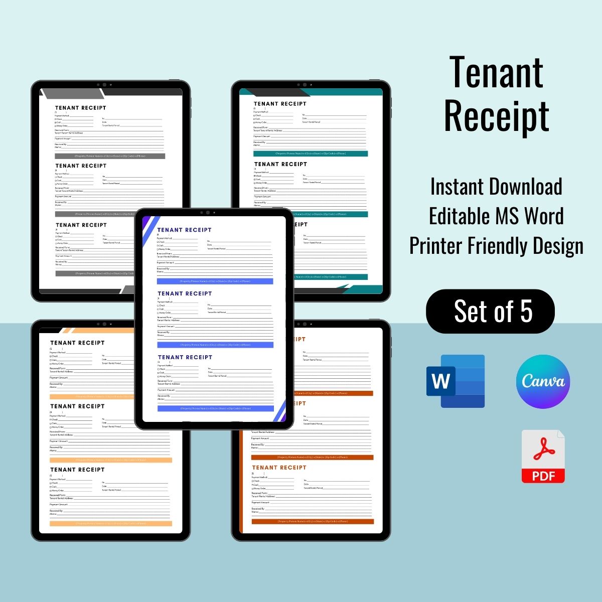 Tenant Receipt Template Blank Printable In Pdf, Word