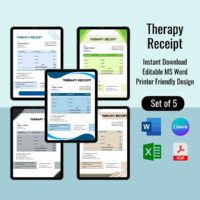 Therapy Receipt Template Printable in PDF, Excel, Word