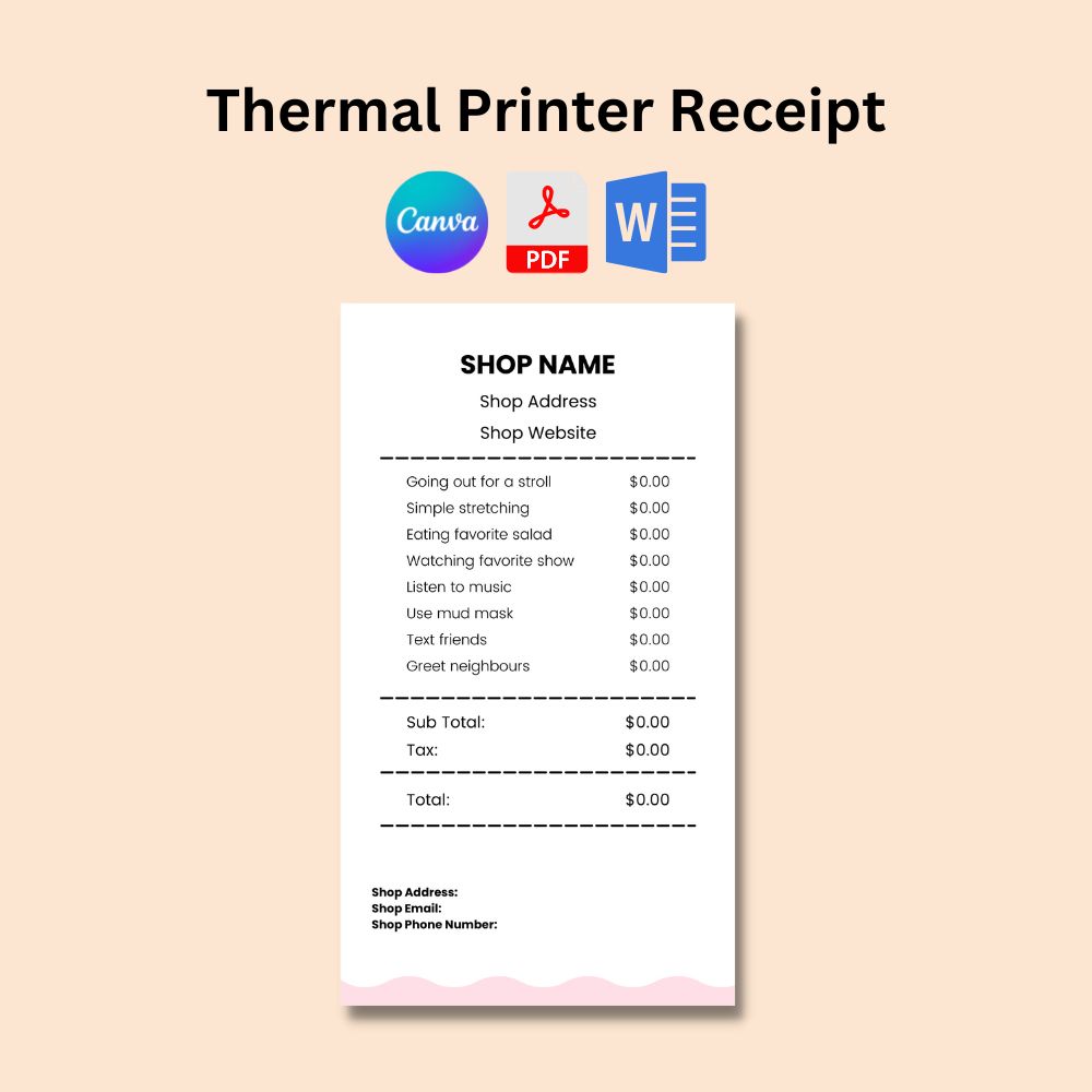 Thermal Printer Receipt Template Blank Printable Pdf Word