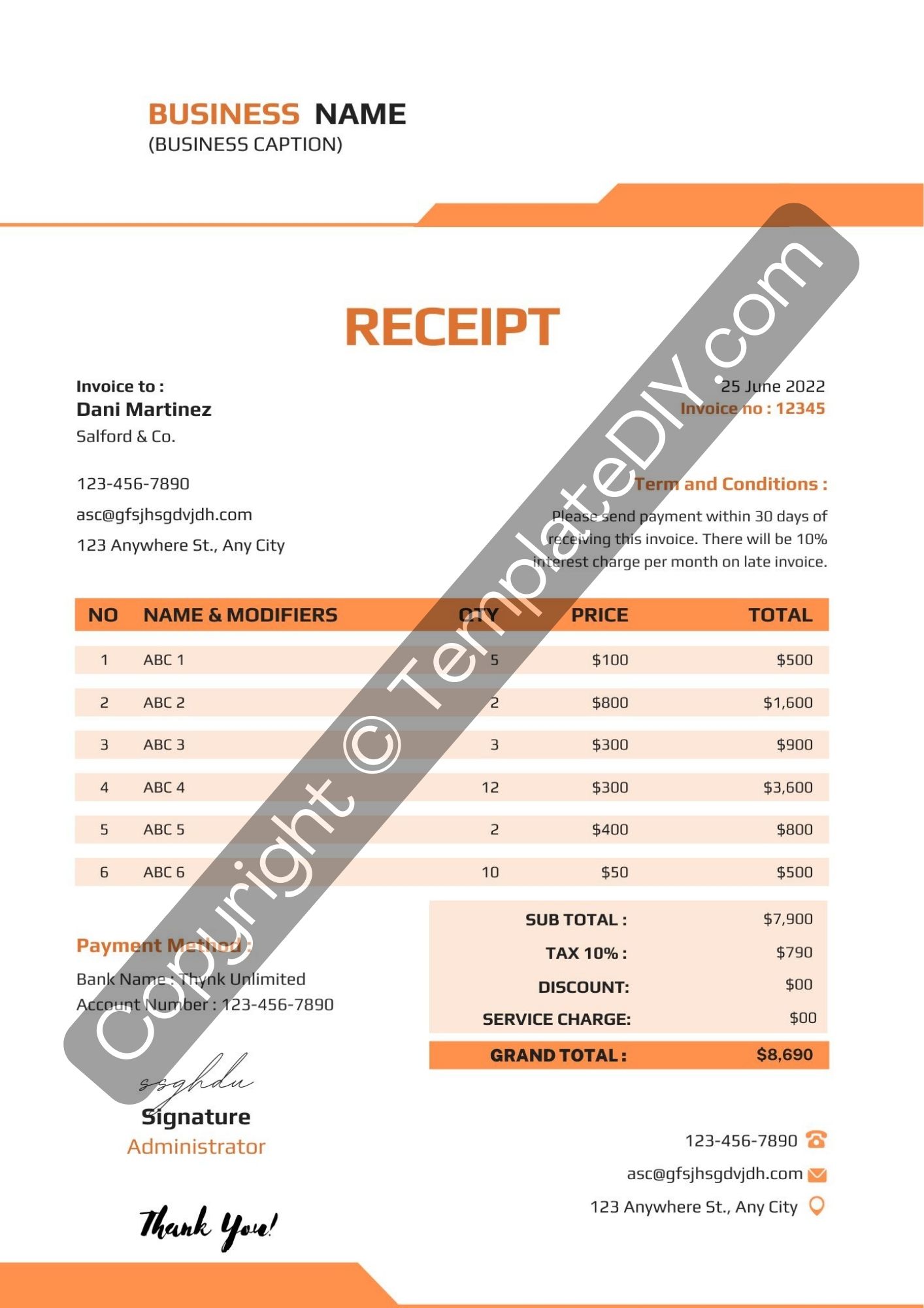 Thermal Printer Receipt Template Blank Printable Pdf Word