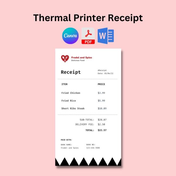 Thermal Printer Receipt Template Blank Printable [Pdf, Word]