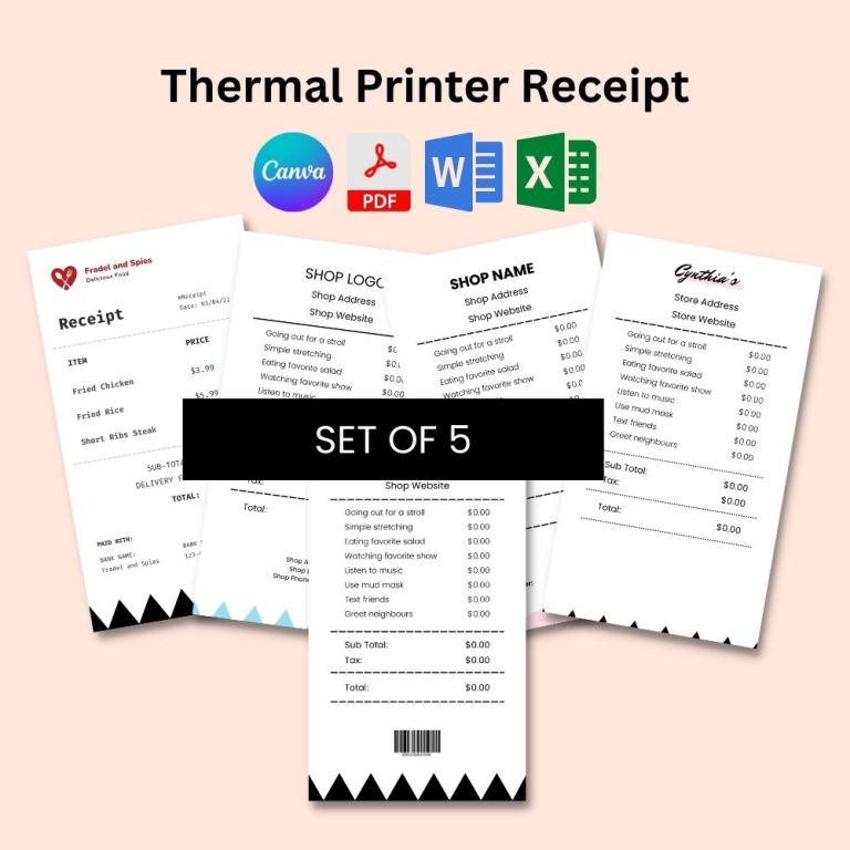 Thermal Printer Receipt Template Blank Printable [Pdf, Word]