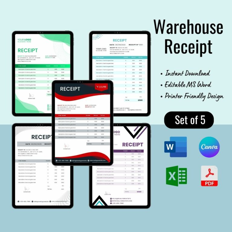 Warehouse Receipt Template Blank Printable [Pdf Excel Word]