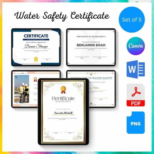 Water Safety Certificate Template Blank Printable Pdf, Word