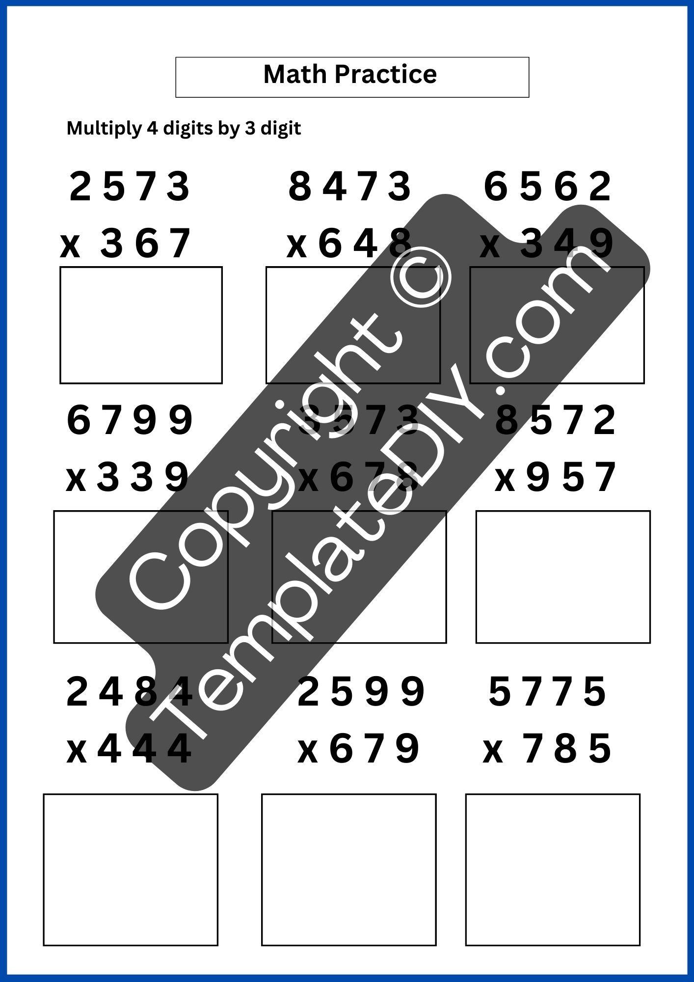 Math Worksheets Multiplication 5th Grade