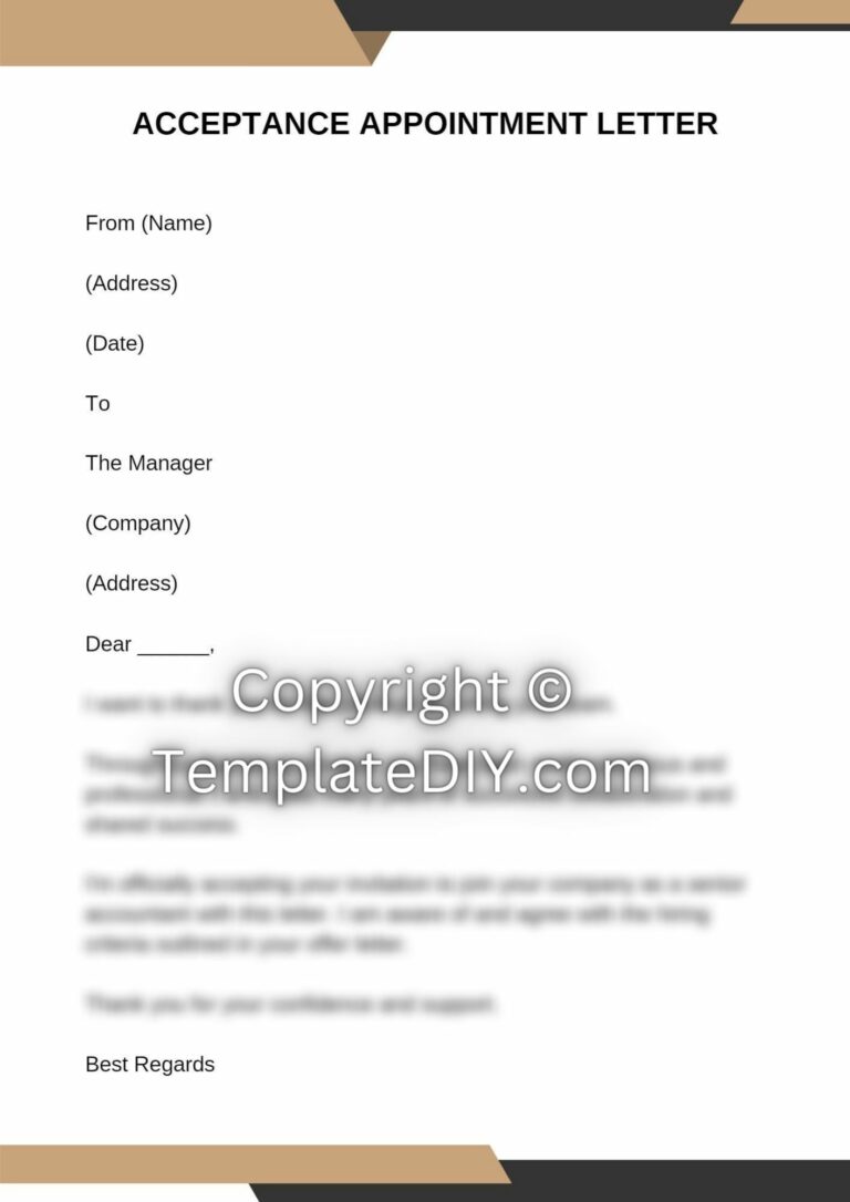 Acceptance Appointment Letter Sample with Examples [Word]