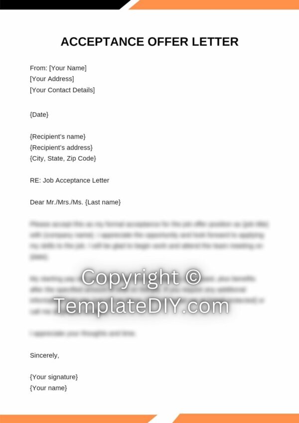 Acceptance Offer Letter Sample with Examples [Word]