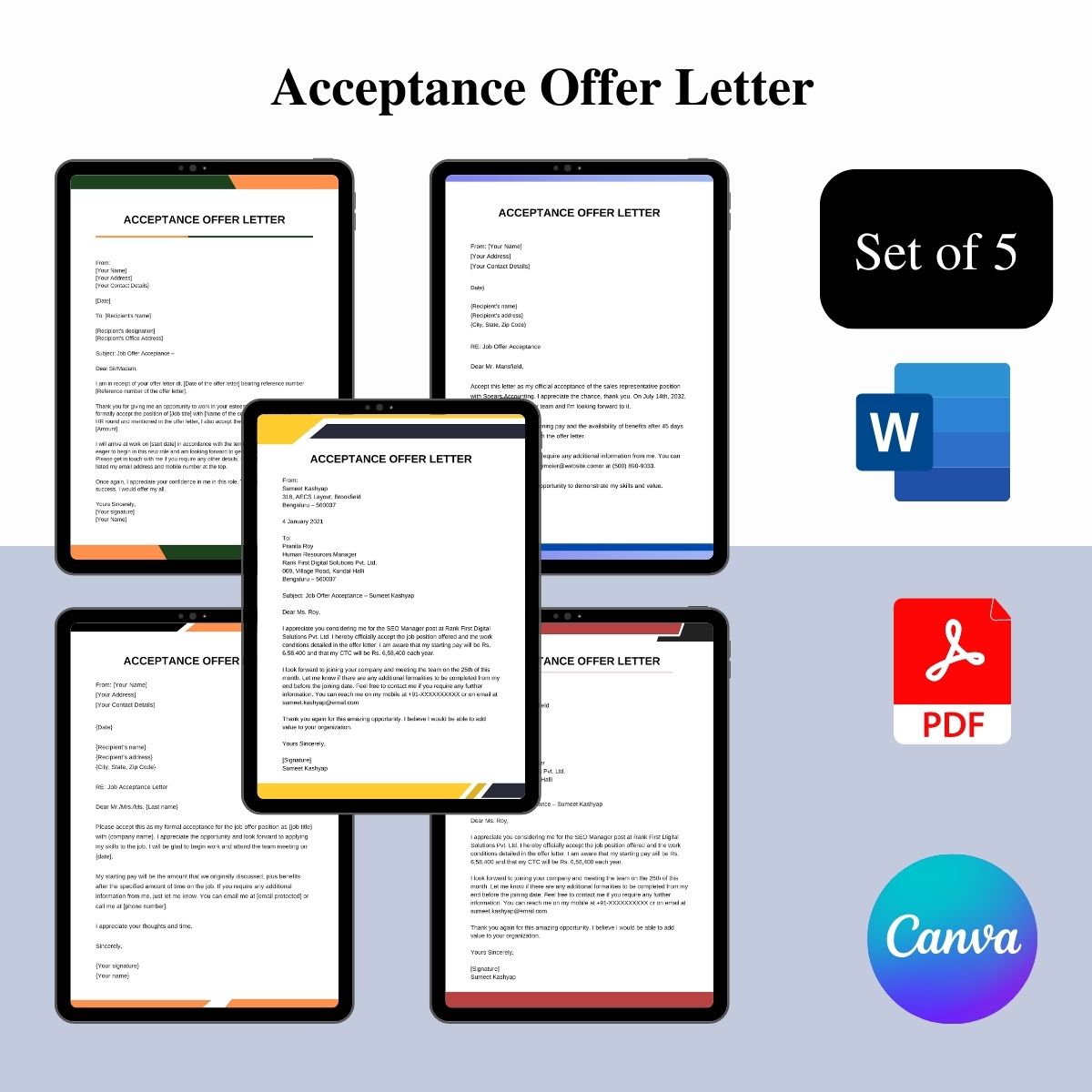 Acceptance Offer Letter Sample with Examples [Word]