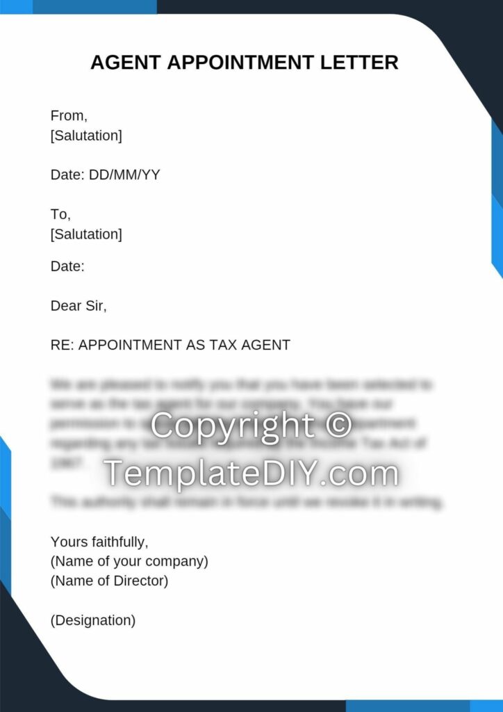 Agent Appointment Letter Sample with Examples [Word]