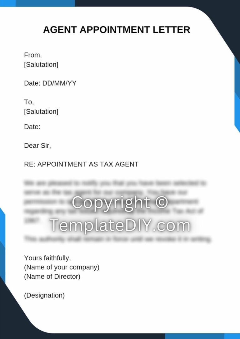 Agent Appointment Letter Sample with Examples [Word]