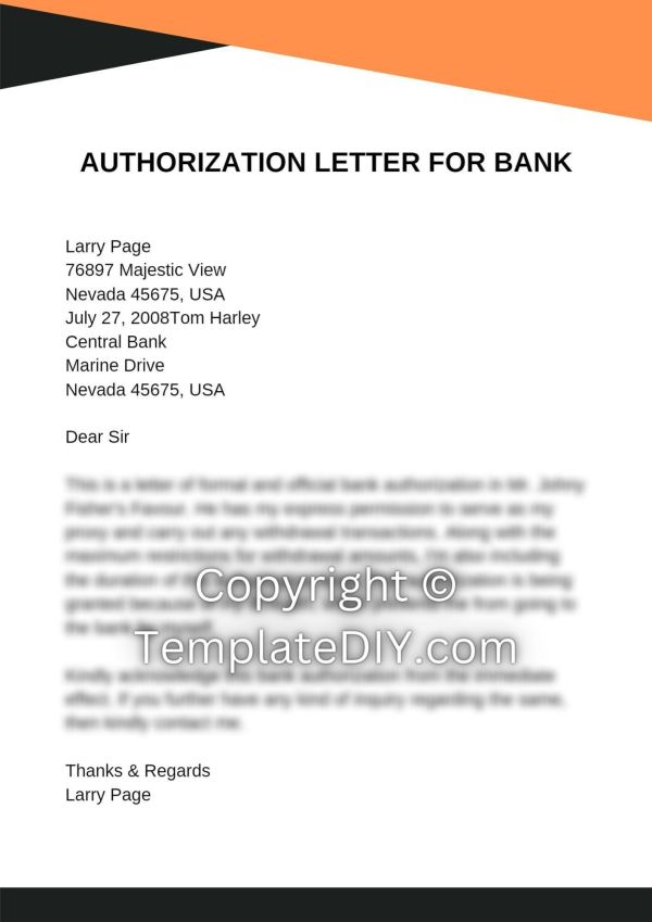 Easy Bank Authorization Letter Template – Quick Download