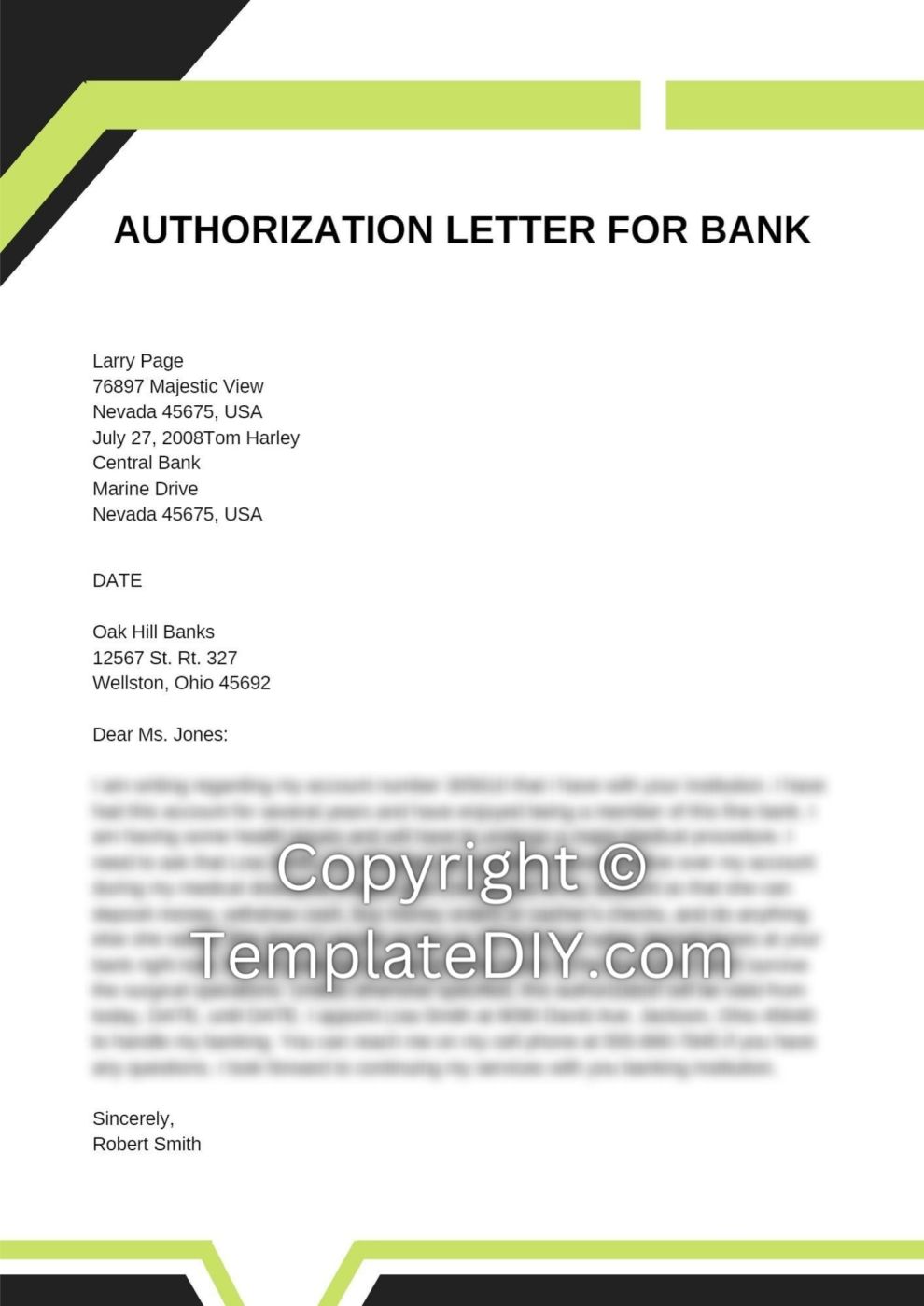Easy Bank Authorization Letter Template – Quick Download