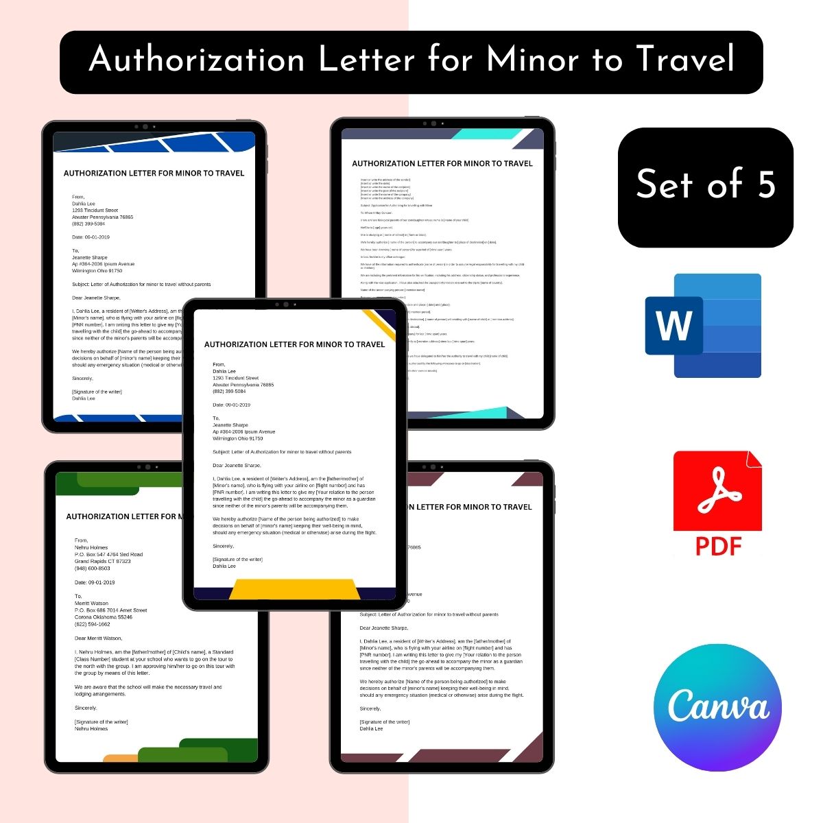 Authorization Letter for Minor to Travel Sample [Word]