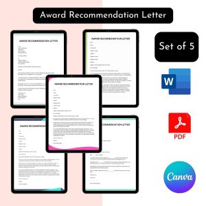 Award Recommendation Letter Template | Download Word Format