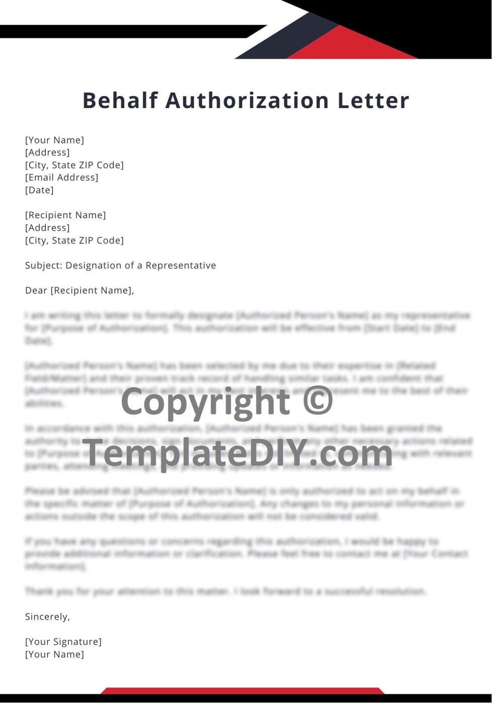 Behalf Authorization Letter Sample with Examples [Word]
