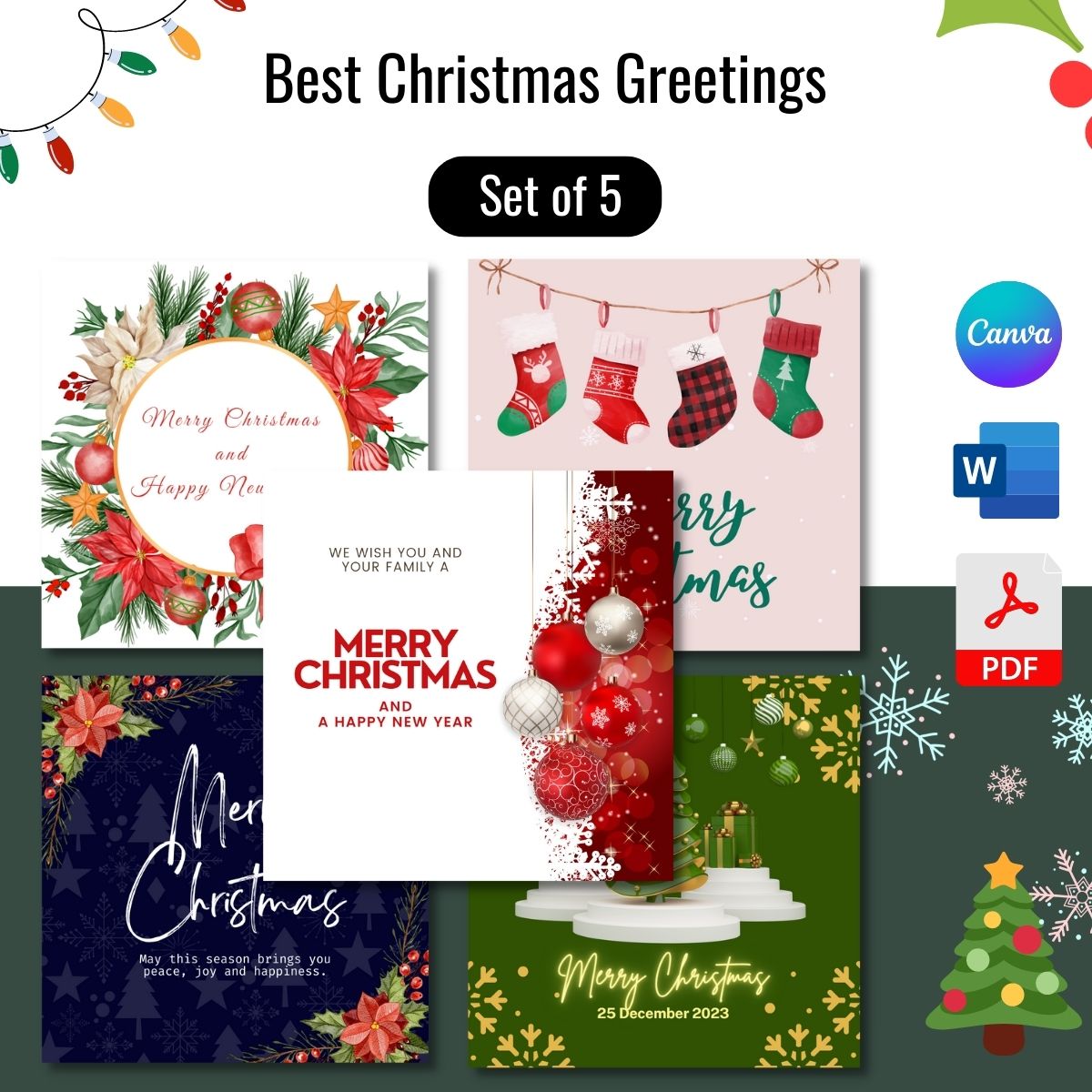 Best Christmas Greetings Printable Templates in Pdf, Word