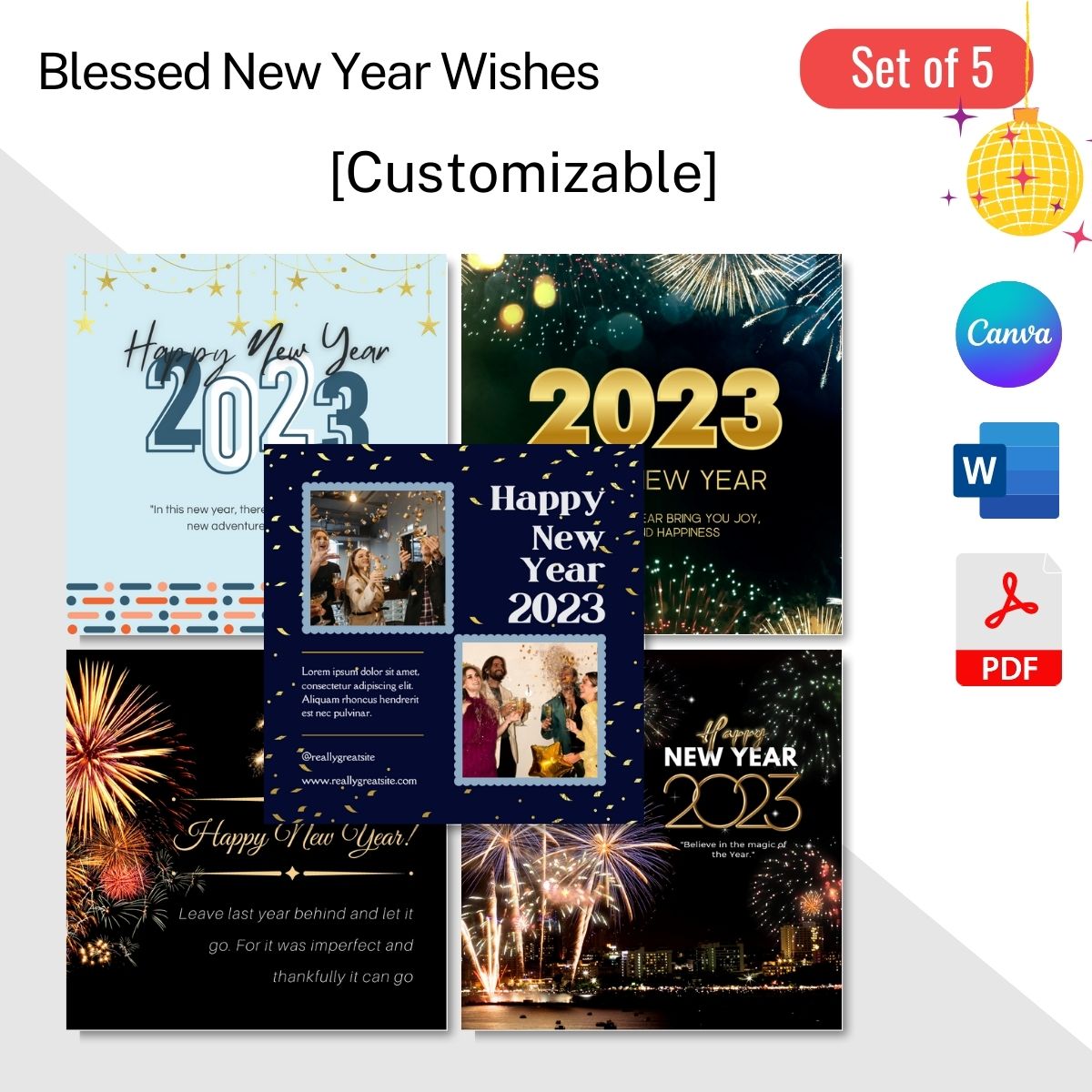 Blessed New Year Wishes Template Printable PDF, Word