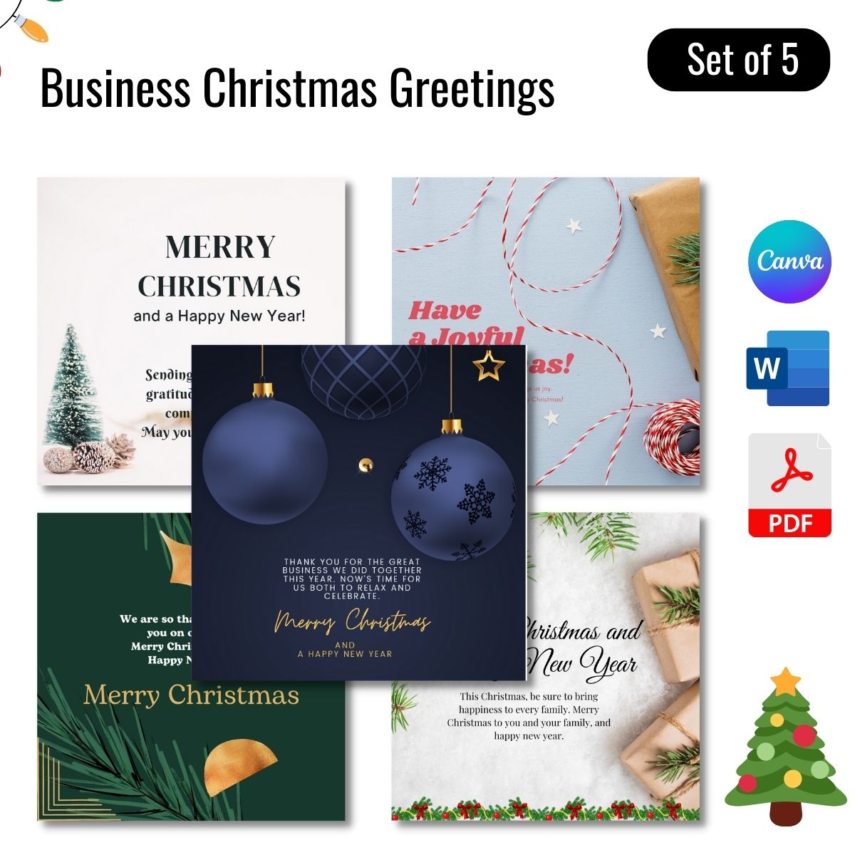 Business Christmas Greetings Printable Templates Pdf, Word