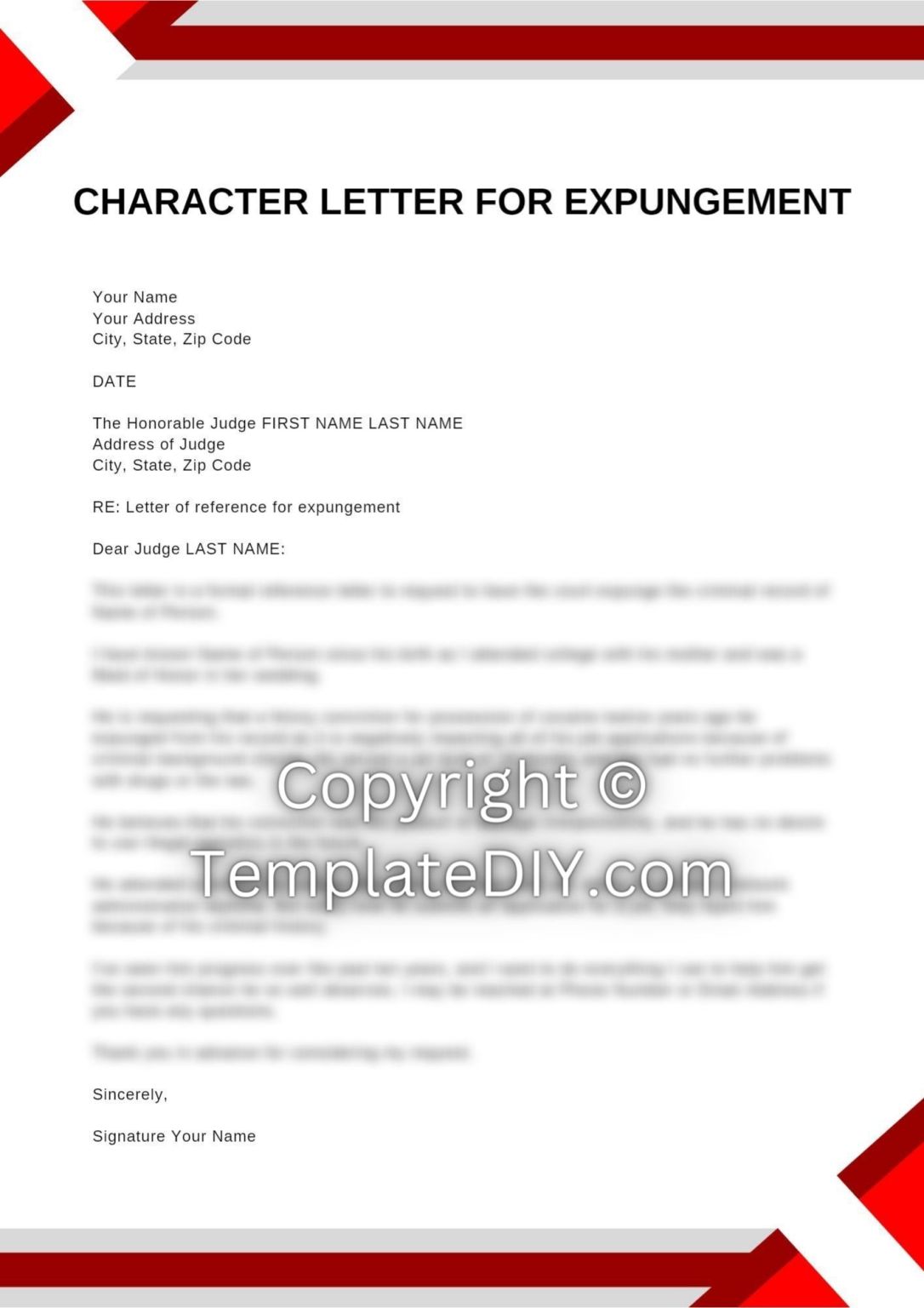 Character Letter for Expungement Template – Download Now