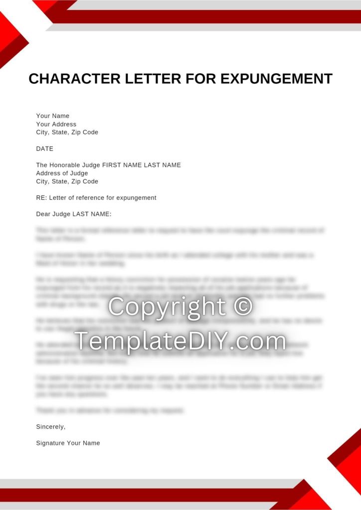 Character Letter for Expungement Template – Download Now